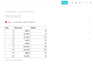 How to Add Excel Content in ClickUp Documents