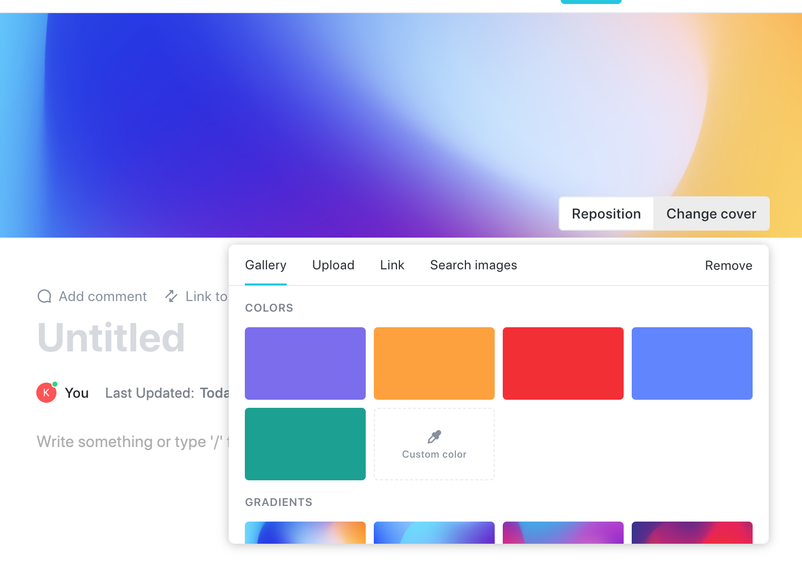 How to Add a Cover Image to a Document in Clickup